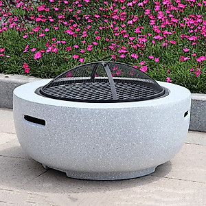 Wyxy Fire Pits for Gardens and Terraces, Outdoor Garden Fire Bowls with Grills and Net Covers, Round Table Tops for Placing Drinks and Barbecue Supplies