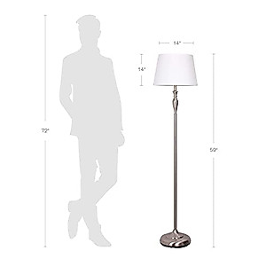 Catalina 21415-000 Transitional 3-Piece Metal Floor & Table Lamp Set with Linen Shades, 59" and 24", Brushed Nickel