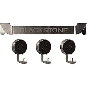 Blackstone 5026 Stainless Steel Holder Combo with 1 Rack and 3 Magnetic Hooks Accessories to Hold Your Griddle Utensils and Tools Like Spatulas, Scrapers, Black, Silver