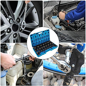 VEVOR Impact Socket Set 3/4 Inches 29 Piece Impact Sockets, 6-Point Sockets, Rugged Construction, CR-M0, 3/4 Inches Drive Socket Set Impact SAE 3/4 inch - 2-1/2 inch, with a Storage Cage