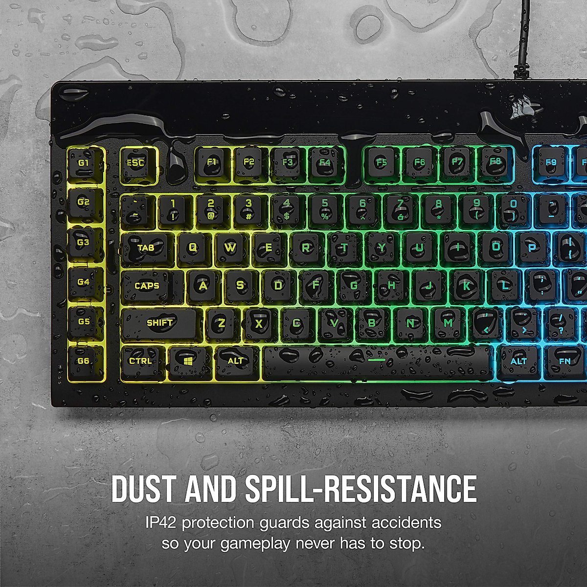 CORSAIR K55 RGB PRO-Dynamic RGB Backlighting - Six Macro Keys with Elgato Stream Deck Software Integration-IP42 Dust and Spill Resistant-Detachable Palm Rest-Dedicated Media and Volume Keys, Black