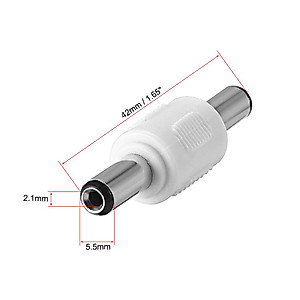 uxcell 10Pcs DC Power Connector Adapter 5.5mmx2.1mm Male to Male Plug Cable Jack Converter for Laptop CCTV Camera Strip Lighting White