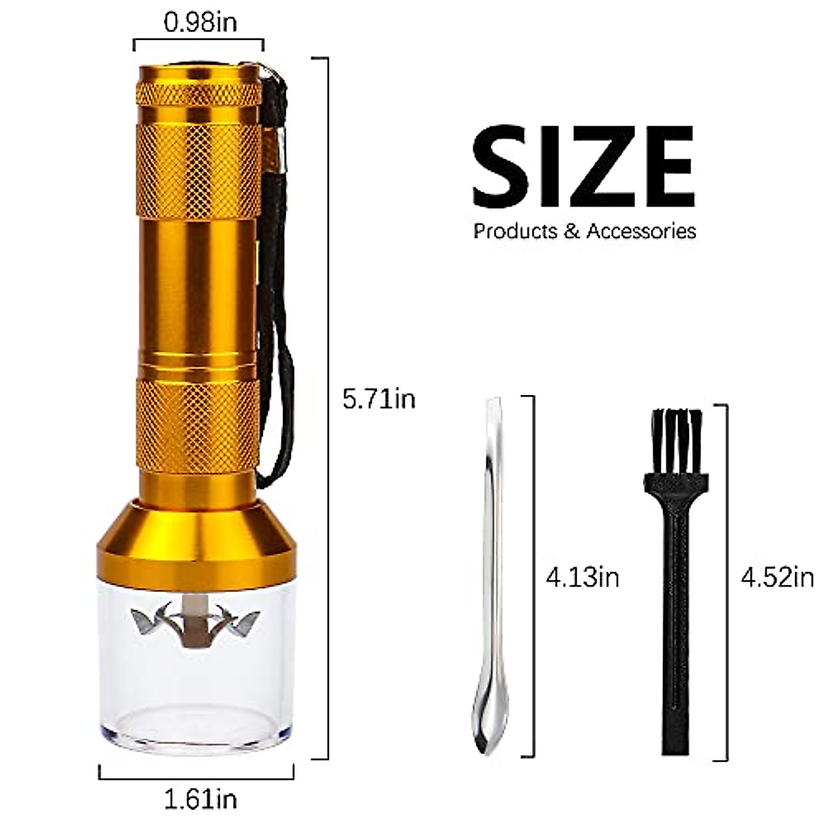 BLOCE Electric Grinder, Electric Grinder for Spice with Cleaning Brush and Spoon, Aluminum Alloy Portable Chopper Fine Grinder Kit(Batteries not included)