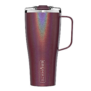 BrüMate Toddy XL - 32oz 100% Leak Proof Insulated Coffee Mug with Handle & Lid - Stainless Steel Coffee Travel Mug - Double Walled Coffee Cup (Glitter Merlot)