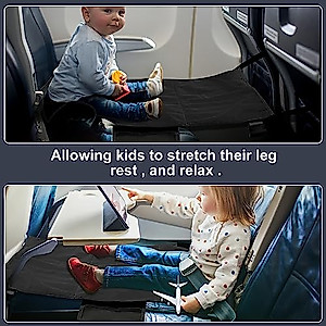 Kids Airplane Bed, Airplane Seat Extender for Kids Toddler Travel Bed Portable Waterproof Toddler Airplane Bed Airplane Travel Accessories for Kids (Black)