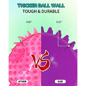 Pweituoet 3.5” Spike Dog Balls with Squeaky, Thicker and Durable, 2 Pack Dog Chew Toys Clean Teeth Training for Puppy Small Medium Large Dogs, Dog Ball Toys for Aggressive Chewers