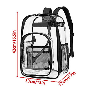 FEWOFJ Heavy Duty Clear Backpack, Large PVC Plastic See Through School Bookbag Transparent Casual Daypacks for Men Women
