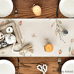 Artoid Mode Pumpkins Truck Leaves Fall Table Runner, Seasonal Autumn Kitchen Dining Table Decoration for Home Party Decor 13x72 Inch