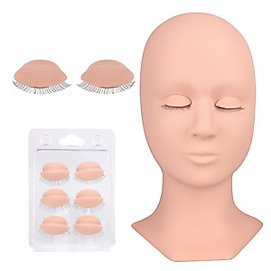 BEYELIAN Lash Mannequin Head, Eyelash Mannequin Head with Eyelids, Lash Extension Training Practice Head, 4 Pairs Removable Eyelids, Soft-Touch, Natural Color Realistic
