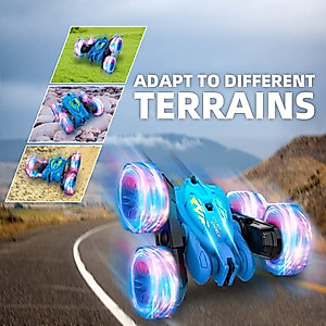 SALLN Remote Control Car-w/Wheel Lights,Direct Rechargeable,RC Cars Stunt Car Toy for Boys 8-12,4WD 2.4Ghz Max 50+min Playtime 360° Rotating RC Car for Boys 4-7,Kids Xmas Gifts Toy Car for Boys Girls
