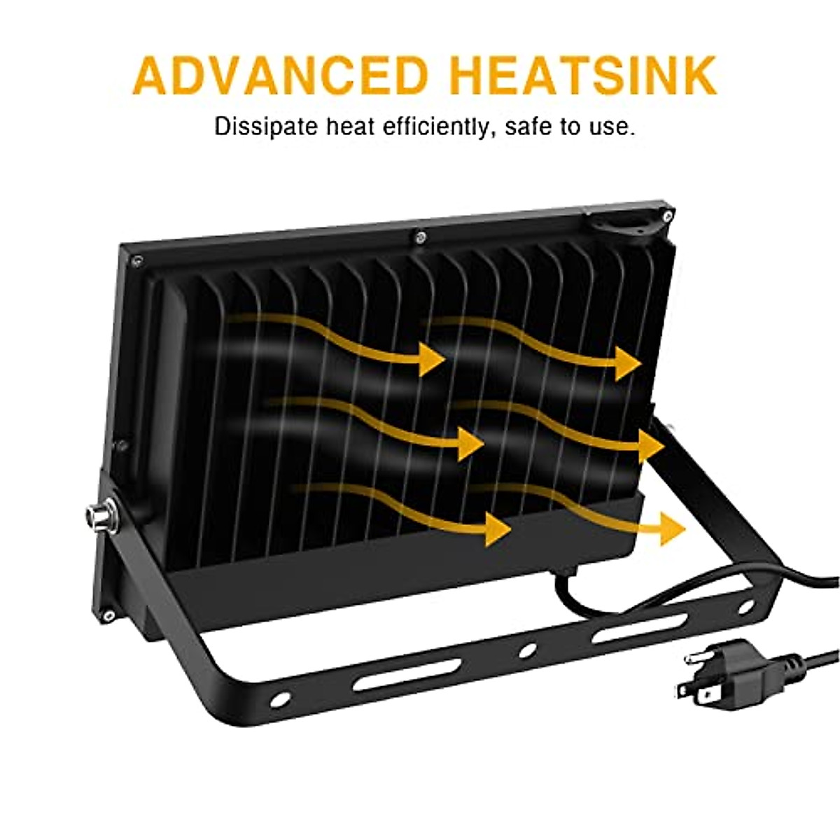 Onforu 2 Pack 100W LED Flood Light with Plug 700W Equiv., 8900Lm Super Bright LED Work Light, IP66 Waterproof Outdoor Security Lights, 6500K Daylight White Floodlight for Yard Garden Patio