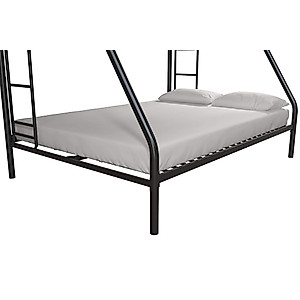 DHP Twin-Over-Full Bunk Bed with Metal Frame and Ladder, Space-Saving Design, Black