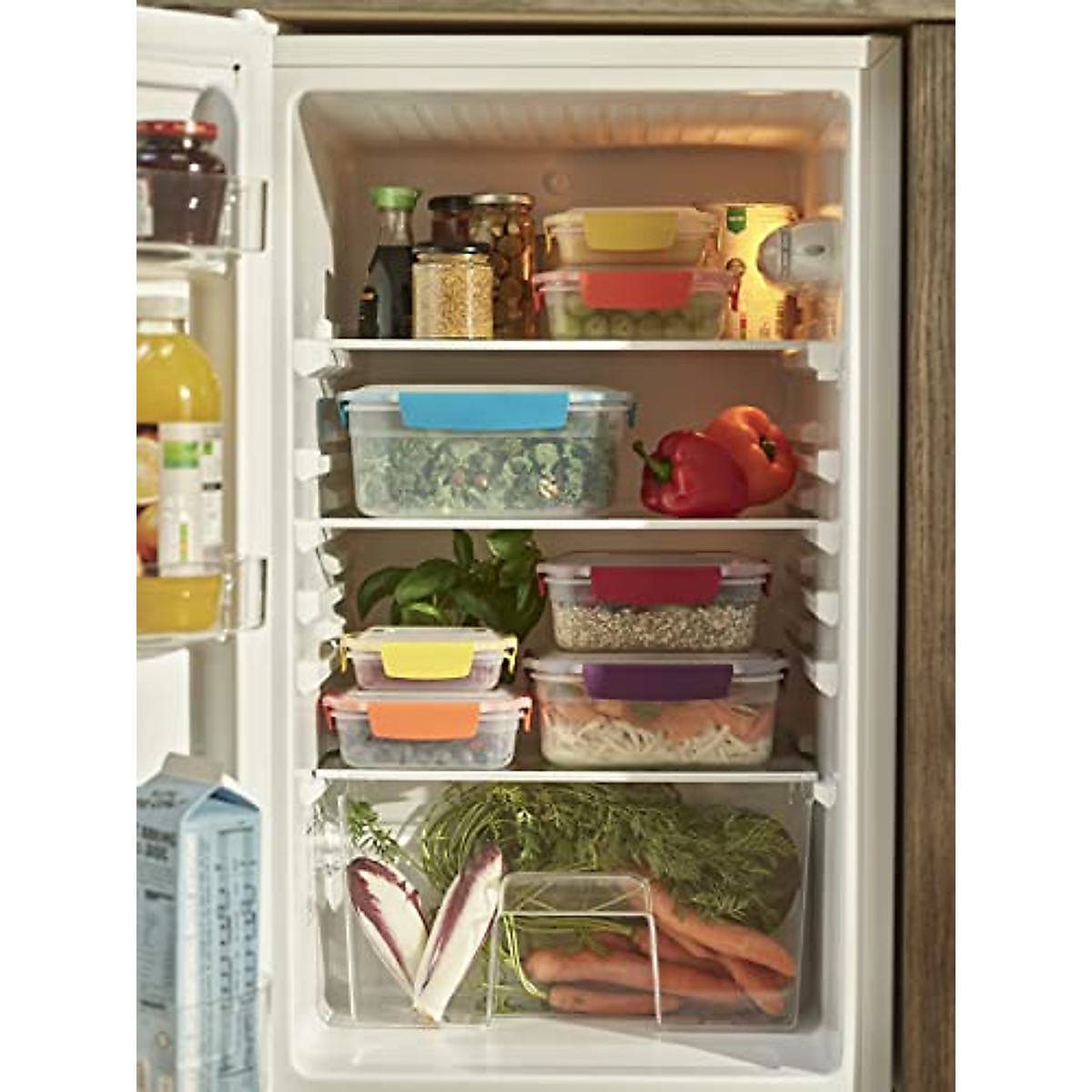 Joseph Joseph Nest Lock, 5 Piece Plastic Food Kitchen Storage Container set with lids, Leak Proof, Airtight, Space Saving, BPA free- Multicolour