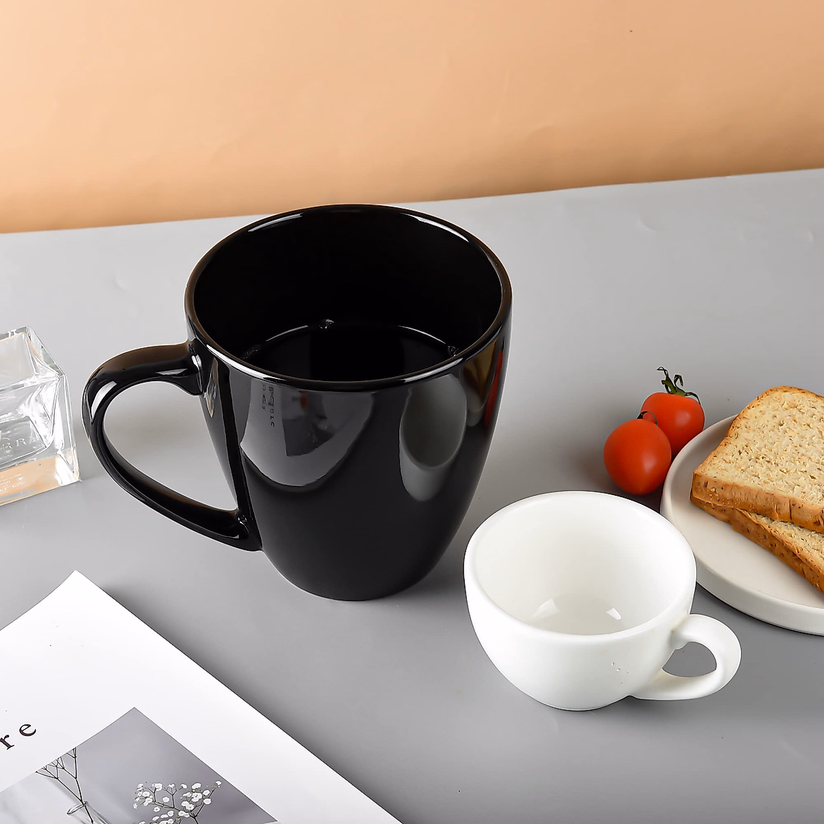 CAILIDE 39oz Large Coffee Mug Ceramic Tea Cup for Office and Home Big Capacity with Handle also for Soup, Cereal and Salad(black