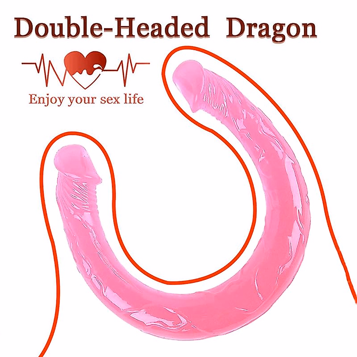 Non-irritating 18.11 inches Silicone Material Double Headed Silicone Strong Suction Cup for Hands-Free Realistic Classic Double-Ended Wand for Women - XjmFx26-2