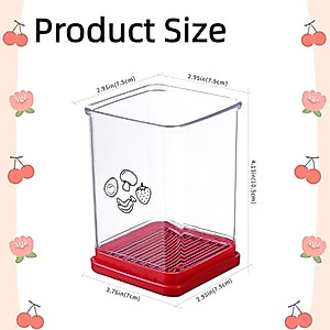 New Speed Slicer with Push Plate, Fruit Slicer Cup Egg Slicer Stainless Steel Banana Strawberry Cutter Kitchen Portable, Red, 3" L x 3" W x 4.25" H (Red)