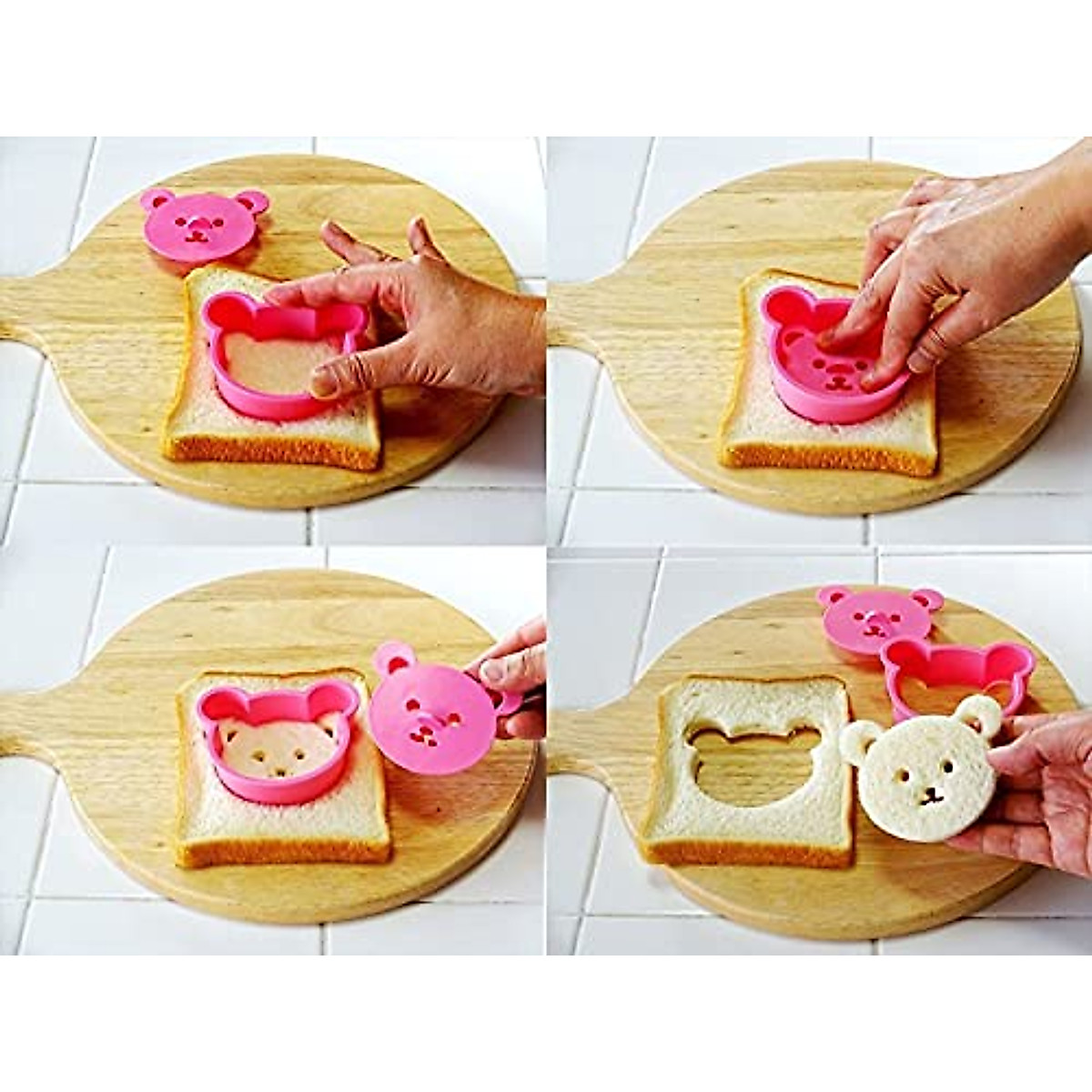 Cute Bear Bento Lunch Sandwich & Cookie Cutter. Easy 2 steps. BPA FREE. Made in Japan.
