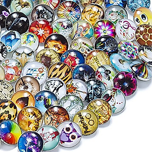 Soleebee BL005 100 pcs Mixed Random Aluminum Glass 18mm Snap Buttons Jewelry Charms (Multi-Style)