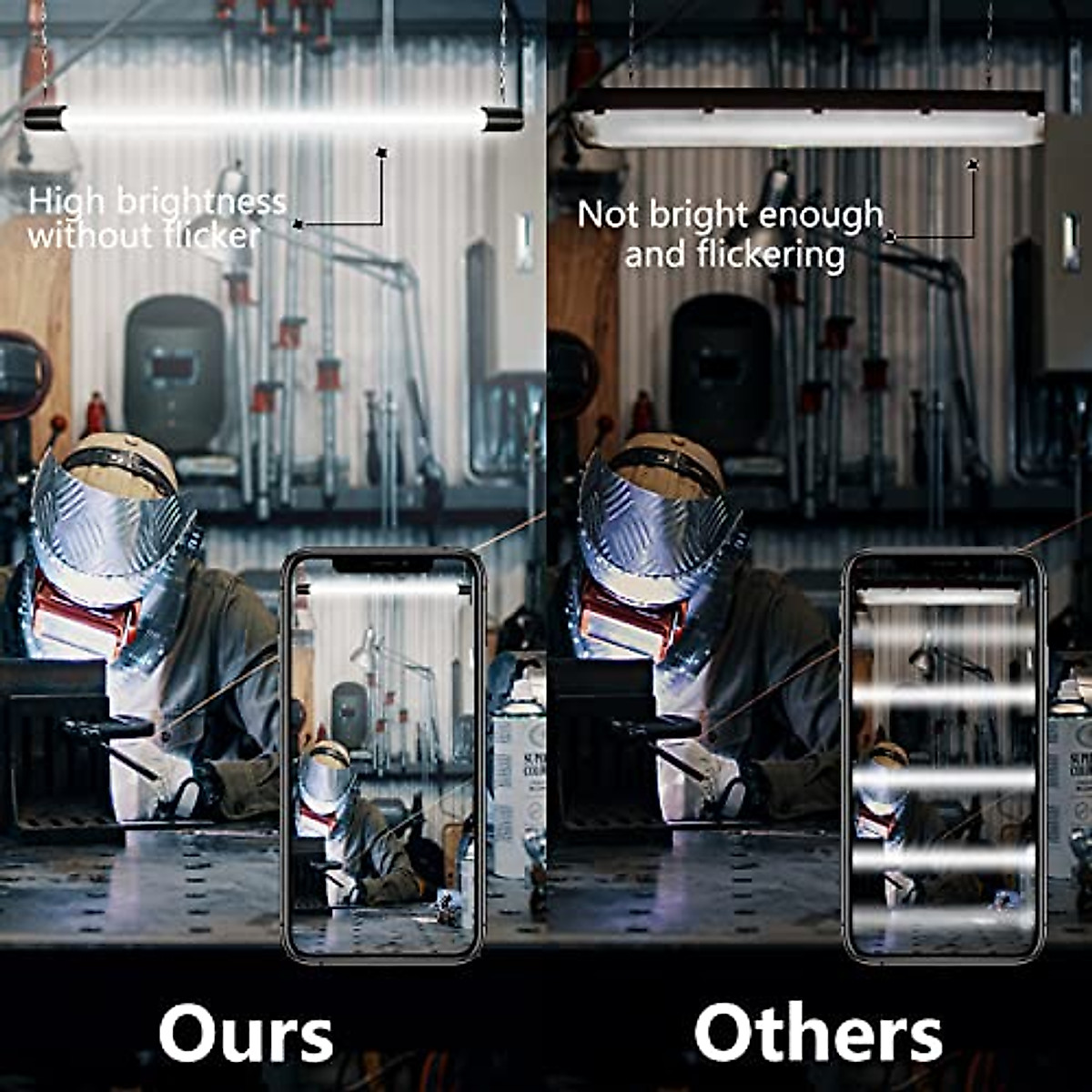 loyal 4FT 40W Linkable LED Shop Light for Garage, 6500K/3000K/4000K Linkable Utility Light Fixture, LED Workbench Light with Plug Hanging, LED Ceiling Lights for Garage, Workshop, Basement