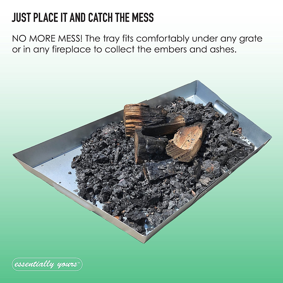 Essentially Yours Adjustable Fireplace Tray | Stainless Steel Expandable Ash and Ember Holder Pan | Nuts and Bolts Included for Additional Stability
