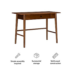 Linon Melissa Mid-Century Walnut Desk, 42" W x 19" D x 30" H