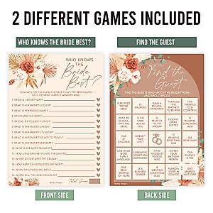 Hadley Designs 20 Boho Hilarious Bridal Shower Games for 20 Guests - Couples Wedding Shower Games, Games for Bridal Shower Bingo Game, Who Knows The Bride Best Bridal Shower Game...