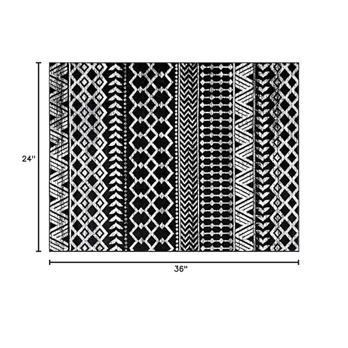 CAMILSON Boho Moroccan Area Rug, 2x3 Geometric Diamond Design for Entryway Mats, Living Area Entryways Rugs, Black/White Bohemian Indoor Carpet