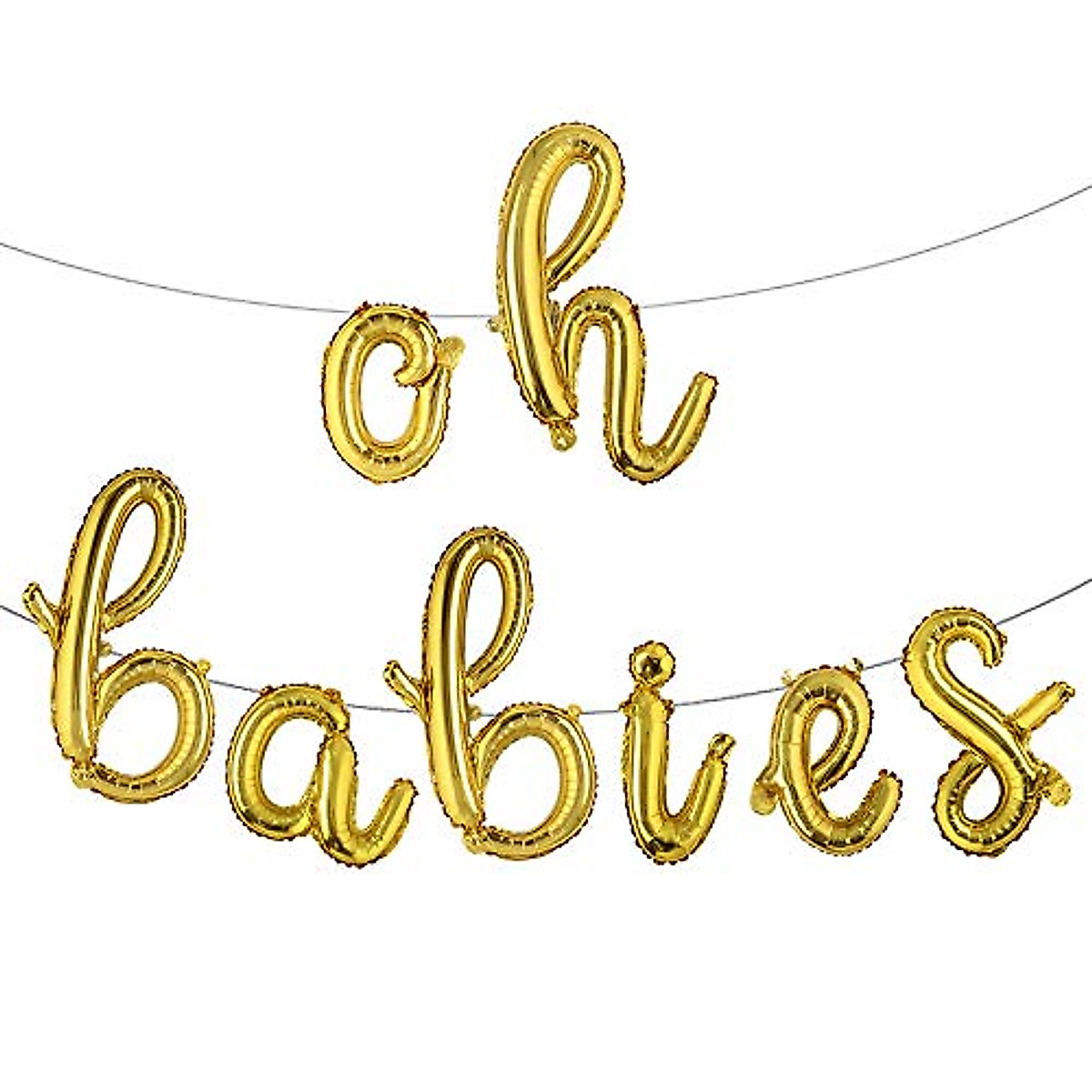 16 inch Lowercase Oh Babies Balloons Twins New Born Baby Shower Banner Party Supplies Decorations Gender Reveal (L oh Babies Gold)