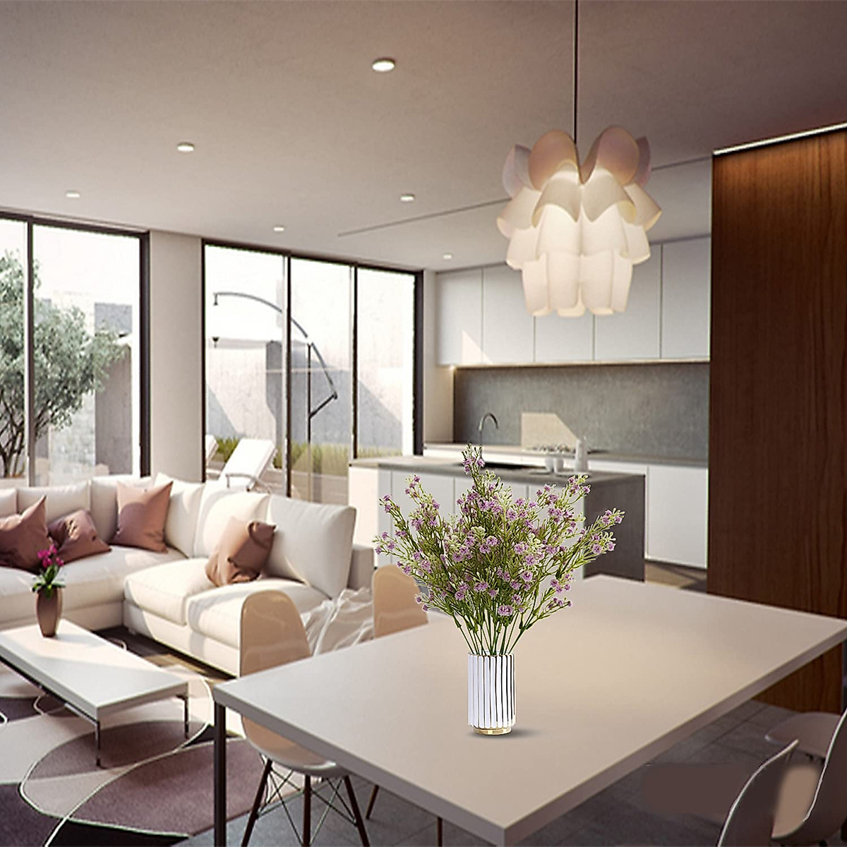 Babys Breath Artificial Flowers Bulk, 13.8 Inch 4 Pack Fake Gypsophila Artificial Flowers, Faux Flowers in Vase for Wedding Home Party Garden DIY Decoration (Purple)