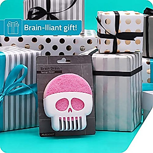 Peleg Design Brain Drain White Skull Sponge Holder for Kitchen, Bath, or Sink, Drains and Dries All Types of Sponges, 1 Sponge Included