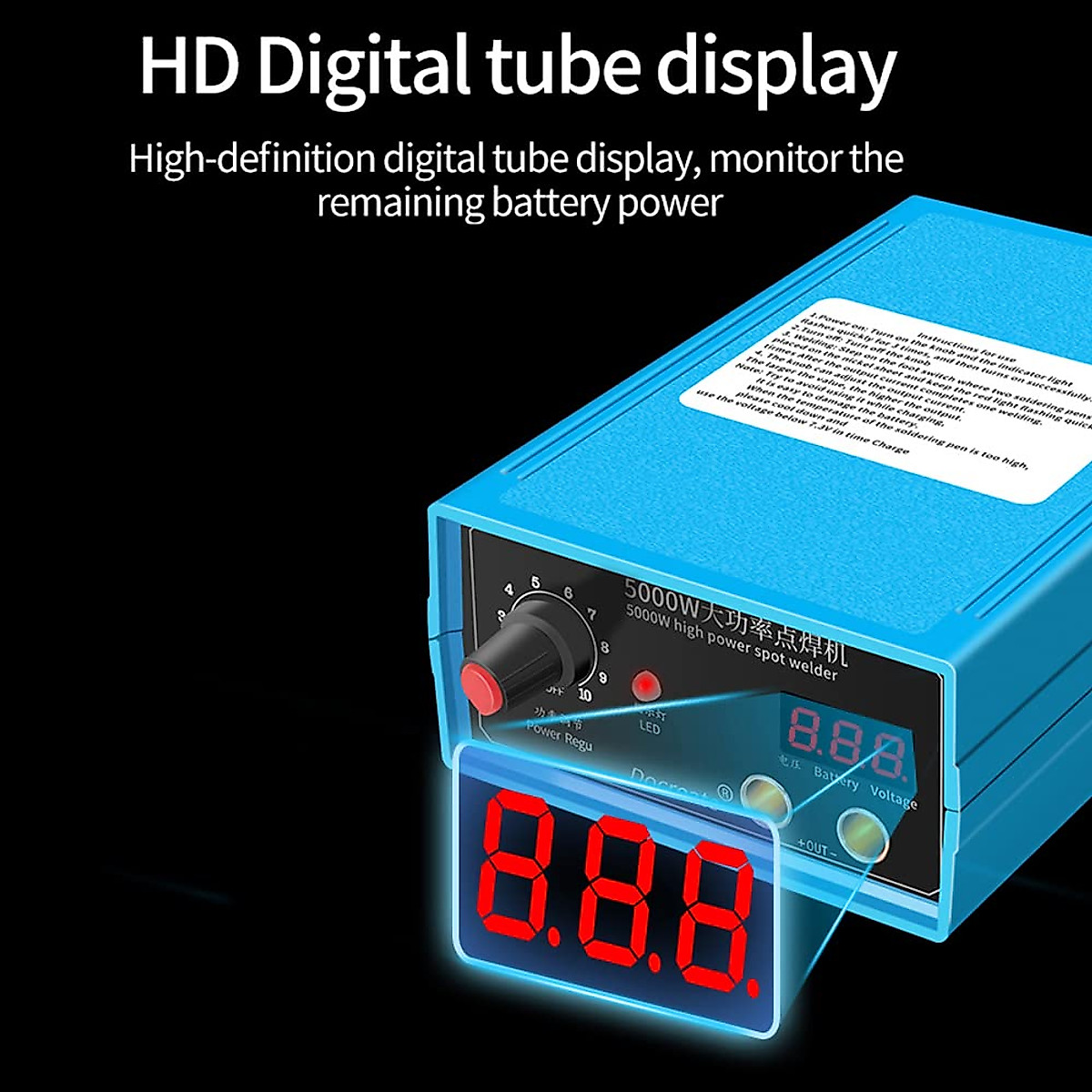 Spot Welder, Geevorks Battery Spot Welder 10 Gear Output Power Adjust, 5000W Spot Welding Equipment for Sopts Welding 18650/26650/32650 and 0.1~0.15mm Nickel Sheet