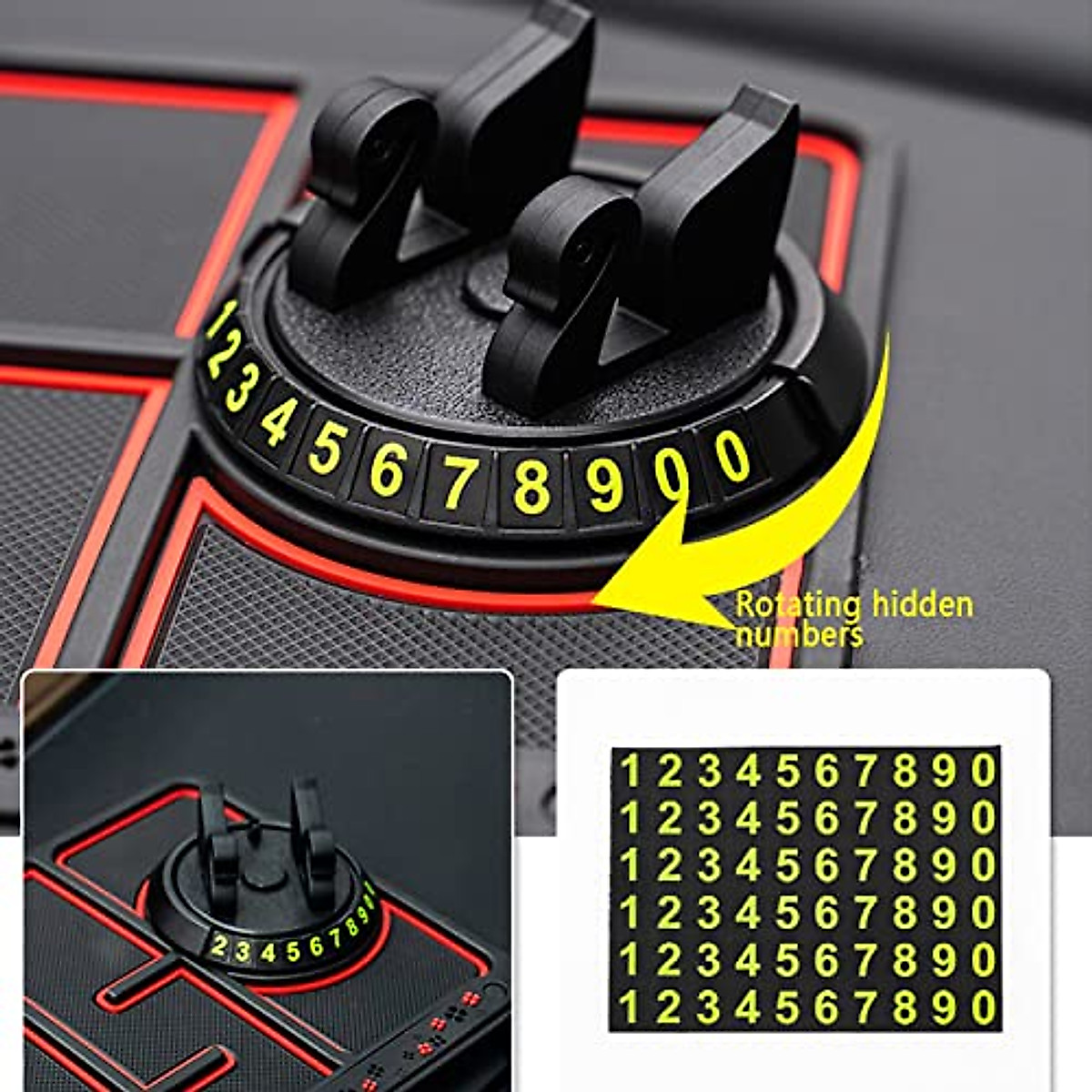 CKLJTL 4-in-1 Car Non-Slip Phone Pad - Universal 360Rotation Dash Holder - Multifunctional Car Dashboard Organizer Tray - Anti Slip Mat - Sticky Pad - Gift - White