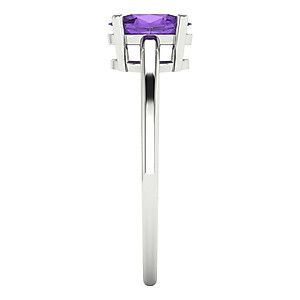 Clara Pucci 1.0 ct Oval Cut Solitaire Natural Amethyst gemstone Wedding Bridal Designer Anniversary Engagement Ring Real 14k White Gold