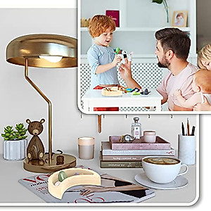 Wood Moon Tray Crystal Holder, Nuadem 6" x 3" Wooden Crystal Display Tray, Moon Shaped Ramadan Tray, Crystal Stone Holder - Crescent Crystal Tray for Essential Oil Jewelry & Food Dessert