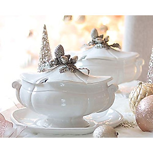 Vagabond House Majestic Forest Tureen with Tray 3 pieces Tureen/Lid/Tray 13 inch Long x 9 inch Wide x 11 inch