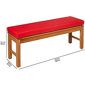 Amazon Aware FSC Certified Outdoor Bench with Cushion, Acacia Wood, Natural Finish