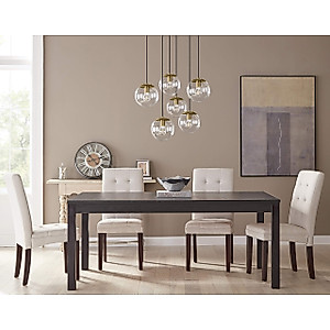 Linea di Liara Sferra Modern Large Glass Pendant Light Kitchen Island Brass Pendant Lighting Clear Glass Globe Pendant Light Mid Century Hanging Light Fixture, LED Bulb Included, UL Listed