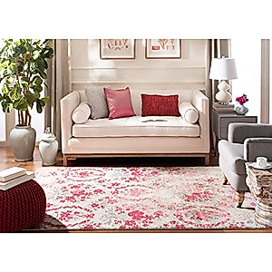 SAFAVIEH Monaco Collection Accent Rug - 2'2" x 4', Ivory & Pink, Floral Design, Non-Shedding & Easy Care, Ideal for High Traffic Areas in Entryway, Living Room, Bedroom (MNC205R)