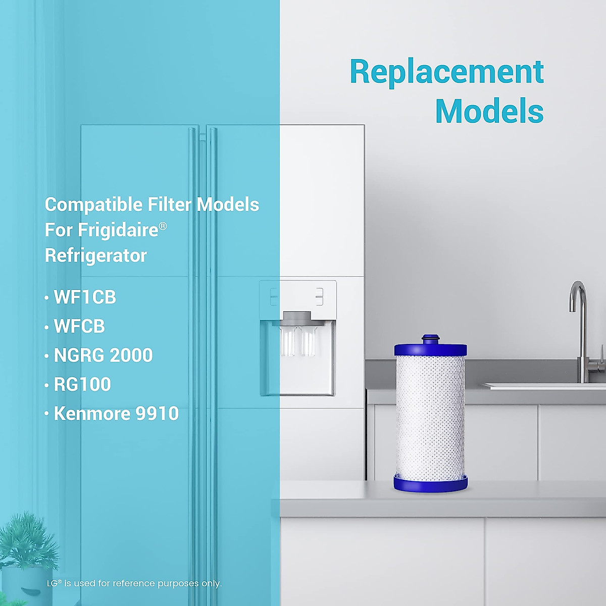 AQUA CREST WF1CB Replacement for Frigidaire® PureSource WFCB®, RG100, NGRG2000, WF284, Kenmore 9910, 469906, 469910 Refrigerator Water Filter (Pack of 3)
