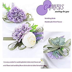 Campsis Set of 2 Wedding Bride Rose Flower Wrist Corsage White Handmade Leave Hand Flower Bride Bridal Bridesmaid Wristlet for Engagement Prom Party Beach Photography