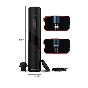 IntreLife 2 in 1 Electric Wine Opener Set,Rechargeable Wine Bottle Openers with Electric Vacuum Preserver,Wine Stopper,Foil Cutter,Automatic Wine Saver Pump Set