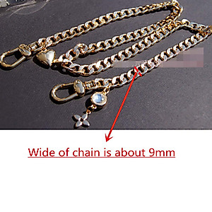 Peach Heart + Cross + Gemstone Type Metal Gold Chain Strap for Handle Shoulder Cross Body Bag Handbag Purse Replacement (47")