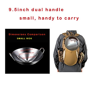 HIOVIOSS Small Wok 9.5inch, Stainless Steel Reheating Pot Alcohol Pan Round Deep Bottom Personal Chafer for Warm Up Food