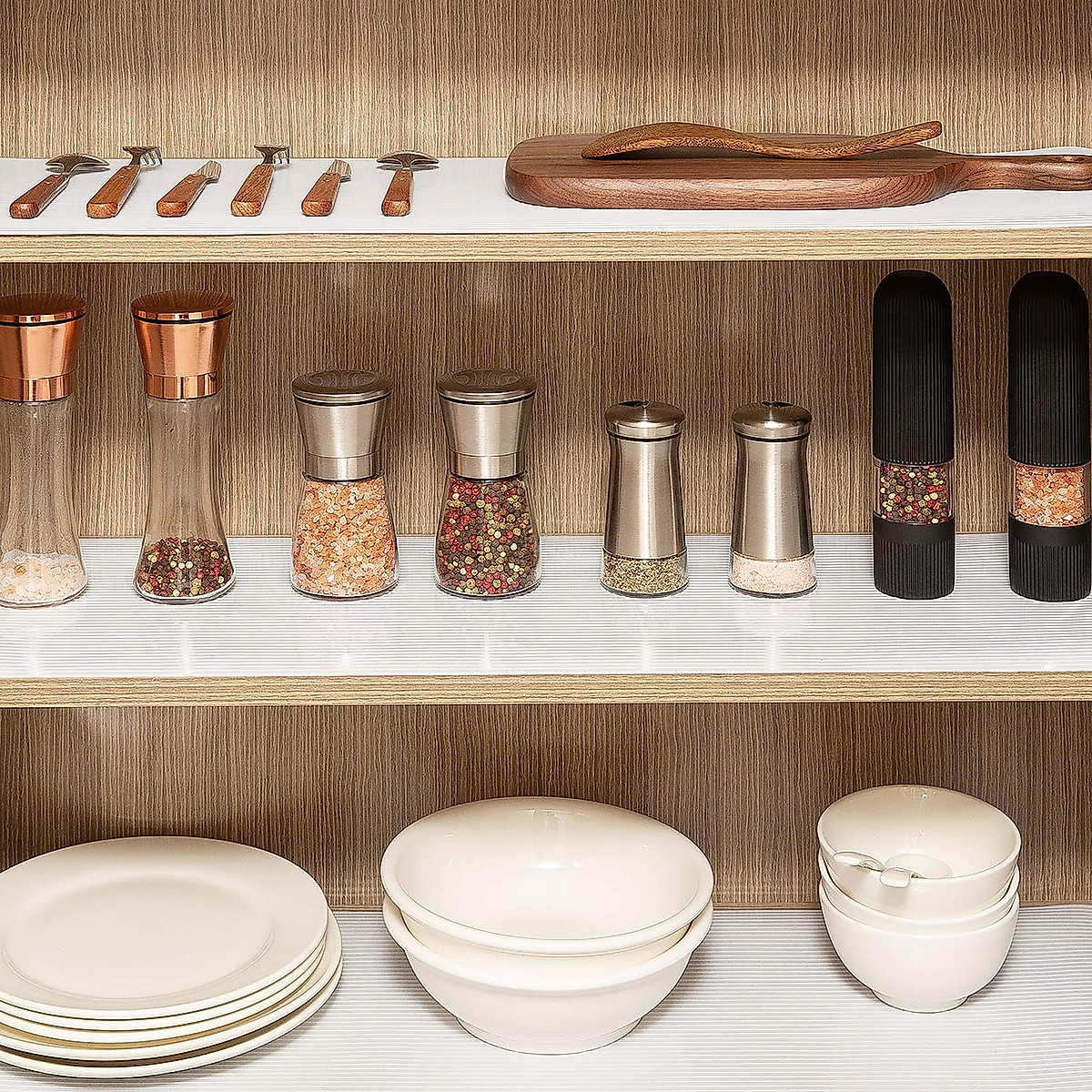 SinhRinh Drawer and Shelf Liner, 12IN x 10FT Non Slip Non Adhesive Cabinet Liner for Kitchen and Desk - White Ribbed