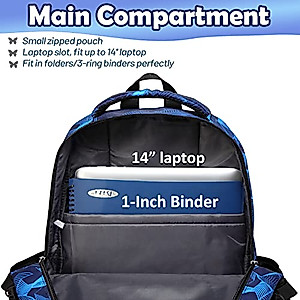 BLUEFAIRY Kids Backpack Boys Elementary School Bags Primary Middle School Book Bags Sturdy for Teens Chlid Lightweight Durable Travel Gifts Mochila para niños 17 Inch (LINE-BLUE)