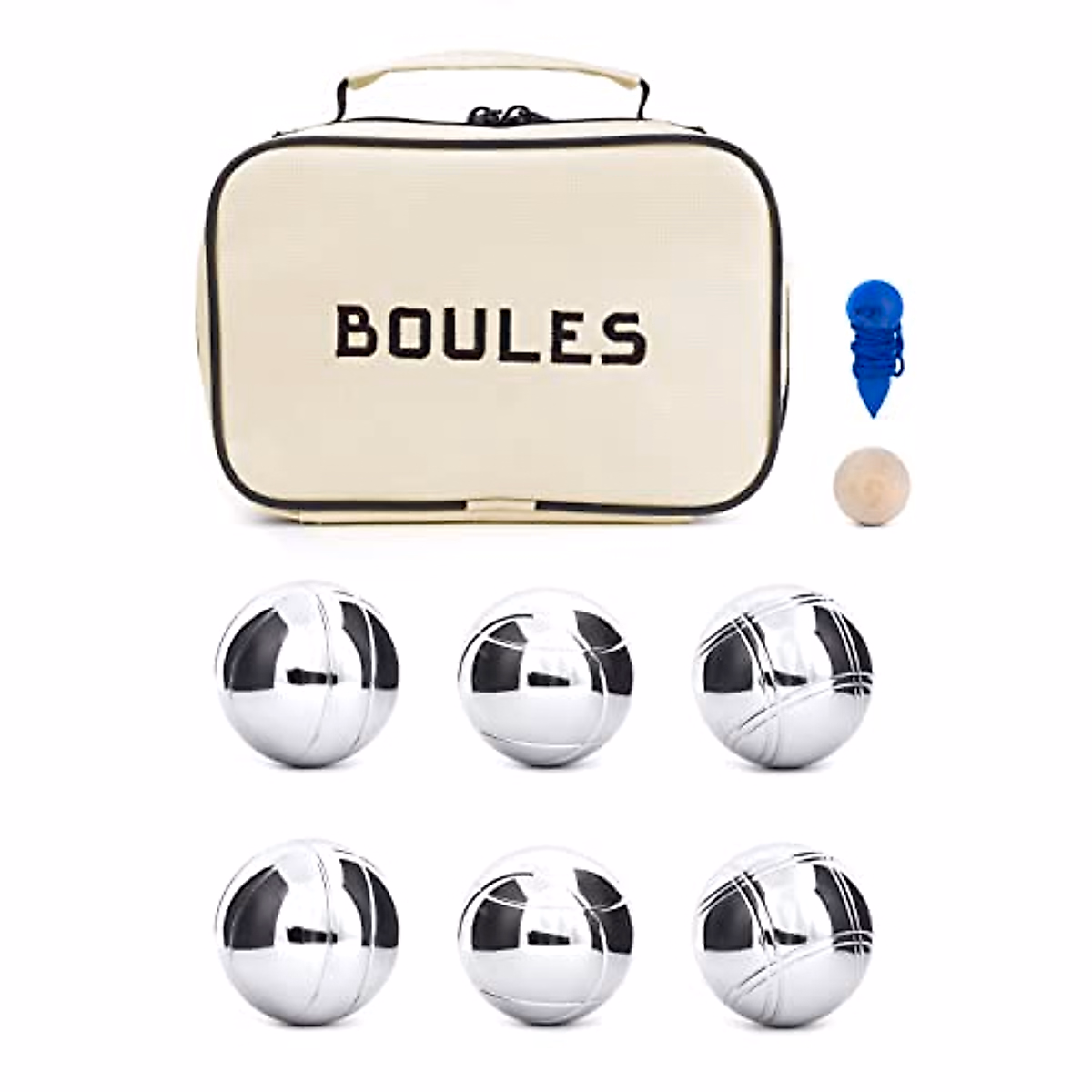 Kikkerland Boules Set Large Action Game, Outdoor, Beach, Lawn Backyard Family Party Games for Adults