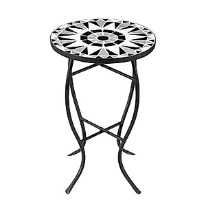 Overstock Ledel Outdoor Ceramic Side Table Mosaic Plant Stand Blue