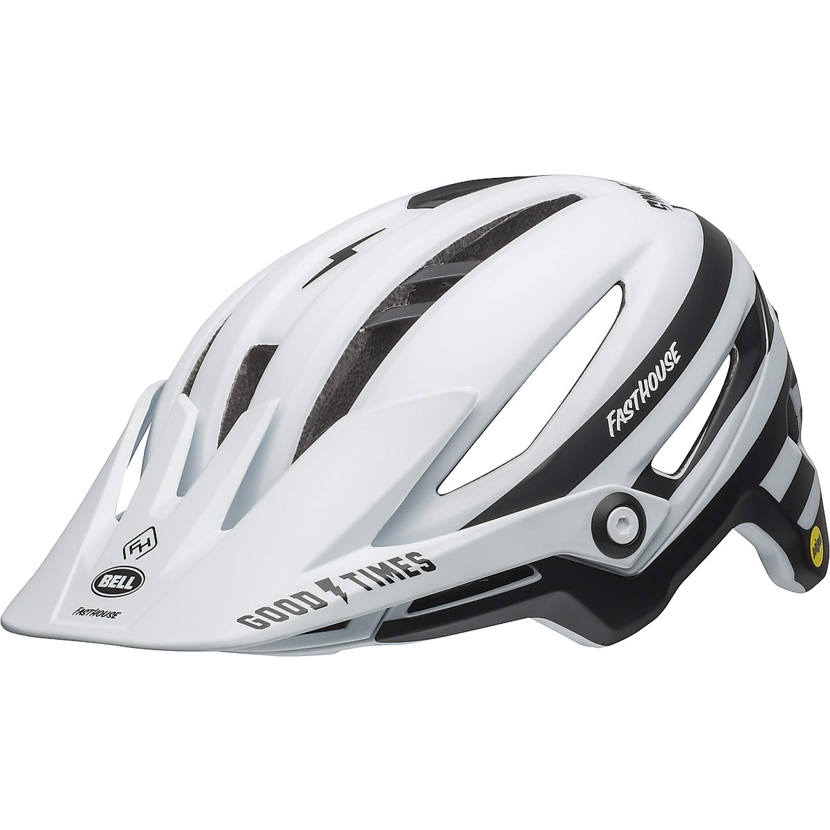 BELL Sixer MIPS Adult Mountain Bike Helmet - Fasthouse Stripes Matte White/Black (2024), Small (52-56 cm)