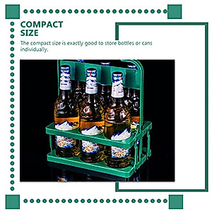 Zerodeko Drink Carrier Wine Bottle Glasses Caddy Plastic Beer Carrier Drinking Desk Accessories 6 Pack Bottle Case Wine Organizer Gift for Wine Lover Green Drink Carriers