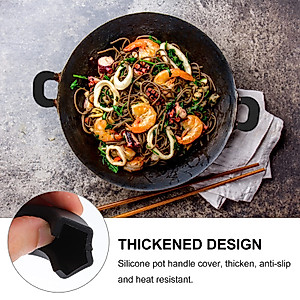 KICHOUSE 4pcs Pot Earrings Silicone Pot Hot Pan Handle Sleeve Pot Grip Cover Wok Assist Hot Handle Holder Silicone Hot Skillet Handle Metal Steamer Cast Iron Pot Rack Mini